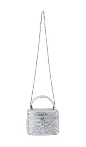 OLGA BERG Beckie Crystal Embellished Zip Top Bag - Silver