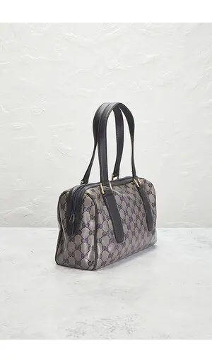 FWRD RENEW Gucci Boston Bag With Monogram And Leather Trim