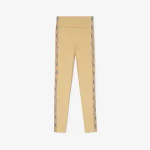 Burberry Check Trim Stretch Nylon Leggings - Beige
