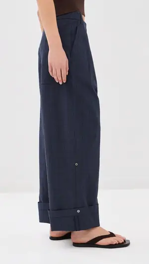 Tibi Stella Menswear Crepon Full Length Pants