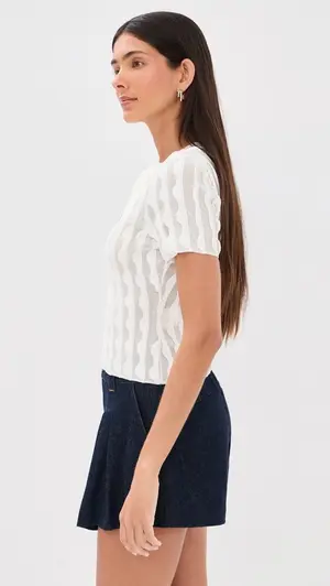 Simkhai Mallorie Scalloped Knit Polo Top