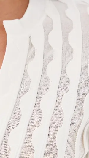 Simkhai Mallorie Scalloped Knit Polo Top