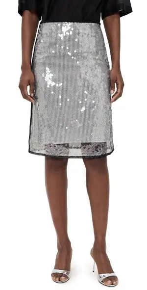 IRO PARIS Sequined Mesh Skirt With Contrast Trim