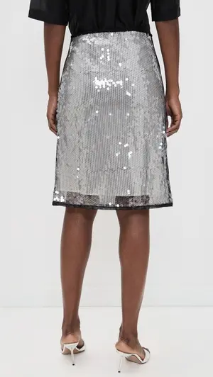 IRO PARIS Sequined Mesh Skirt With Contrast Trim