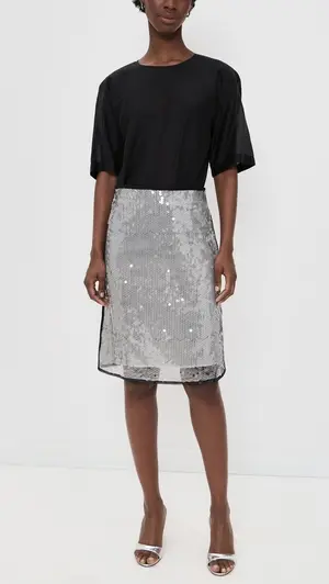 IRO PARIS Sequined Mesh Skirt With Contrast Trim