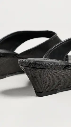 Schutz Maya Low Wedge Thong Sandals - Black