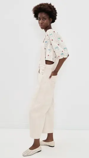 Free People Good Luck Overalls - Milk