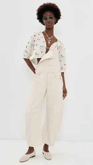 Free People Good Luck Overalls - Milk