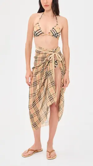 Burberry Sadie Check Bikini Top - Sand
