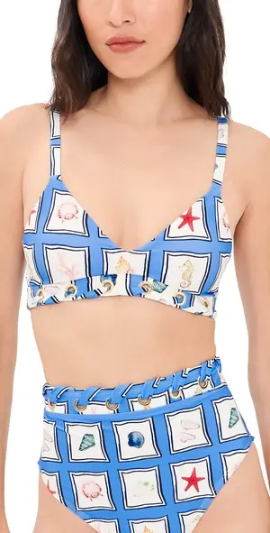 STYLEST X Lia Burke Libaire Dreamlift Push-up Grommet Bikini Top - Seaside