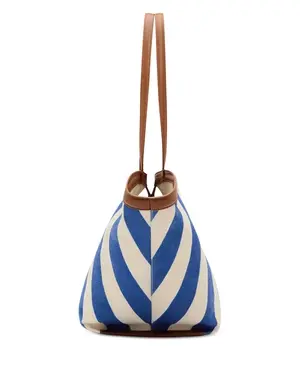 REFORMATION Lucia Large Striped Canvas Tote - Blue