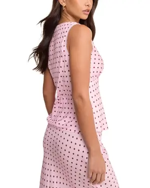 NOBODY'S CHILD Alara Polka Dot V-neck Top