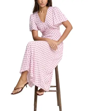 NOBODY'S CHILD Atlas Polka Dot Midi Dress