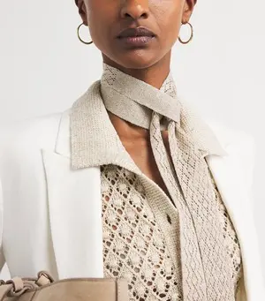 Eleventy Silk-linen Blend Skinny Scarf