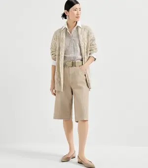 Brunello Cucinelli Striped Sequin Embellished Cotton Shirt