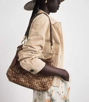 Eleventy Raffia Woven Shoulder Bag