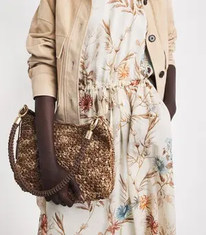 Eleventy Raffia Woven Shoulder Bag