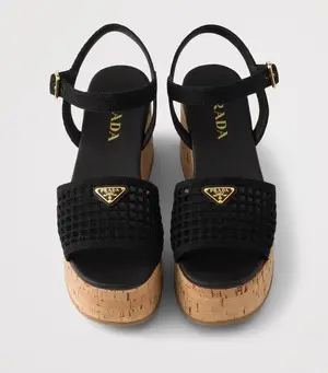 Prada Woven Slingback Platform Sandals