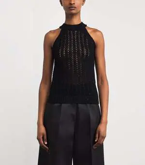 Eleventy Sleeveless Cotton-linen Sequin Sweater