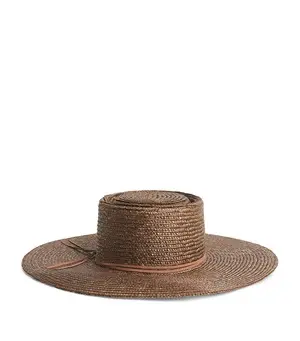 Eleventy Straw Woven Hat With Leather Strap - Beige