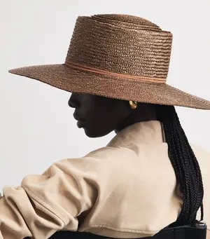 Eleventy Straw Woven Hat With Leather Strap