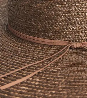 Eleventy Straw Woven Hat With Leather Strap