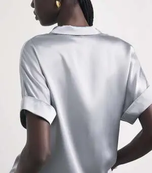 Eleventy Silk Short-sleeve Shirt - Blue