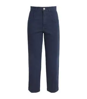 Eleventy Garment-dyed Stretch-denim Cropped Trousers