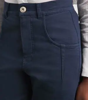 Eleventy Garment-dyed Stretch-denim Cropped Trousers
