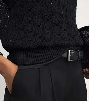 Eleventy Cotton-blend Open-work Knit Sweater