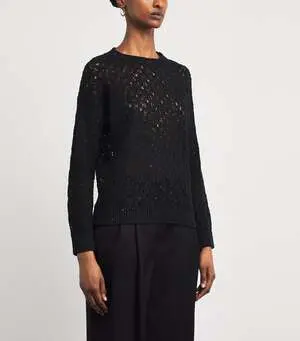 Eleventy Cotton-blend Open-work Knit Sweater