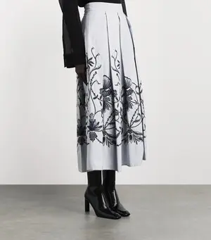 Eleventy Cotton Embroidered Maxi Skirt - Blue
