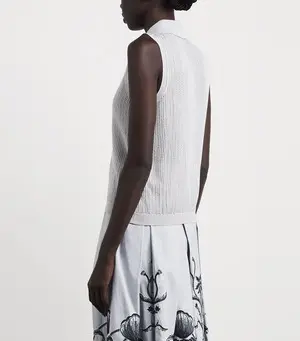 Eleventy Cotton Knitted Sleeveless Polo Shirt