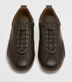 Dunhill Leather Davies Automotive Lace-up Sneakers - Brown
