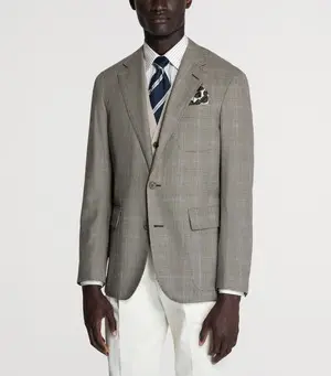 Dunhill Wool-cashmere Check Cavendish Blazer - Beige