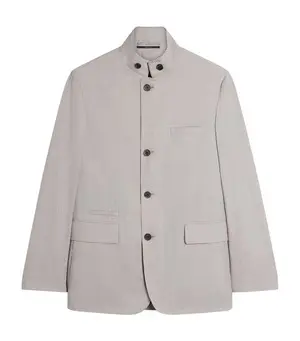 Dunhill Single-breasted Wool Jacket With Stand Collar And Drawstring Detail