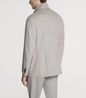 Dunhill Single-breasted Wool Jacket With Stand Collar And Drawstring Detail