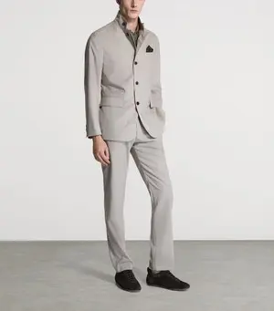 Dunhill Single-breasted Wool Jacket With Stand Collar And Drawstring Detail
