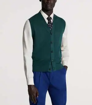 Dunhill Linen-cashmere V-neck Sweater Vest