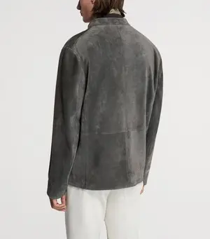 Dunhill Leather Mandarin Collar Jacket - Neutral