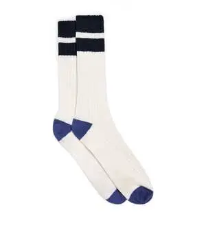 Dunhill Cashmere-cotton Stripe Crew Socks - Navy