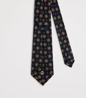 Dunhill Mulberry Silk Printed Neck Tie