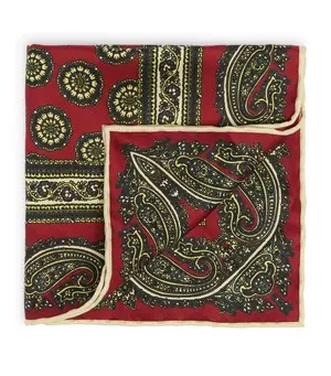 Dunhill Mulberry Silk Printed Pocket Square - Red