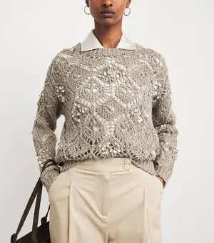 Eleventy Linen Sequinned Sweater