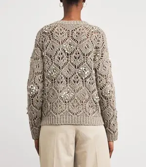 Eleventy Linen Sequinned Sweater