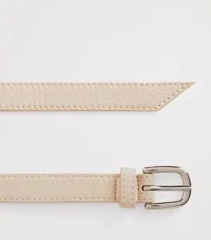 Eleventy Slim Leather Belt - Beige