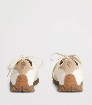 Eleventy Grained Deerskin Leather Sneakers With Suede Accents