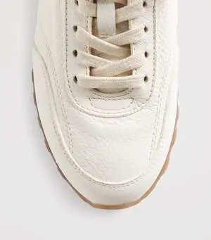 Eleventy Grained Deerskin Leather Sneakers With Suede Accents