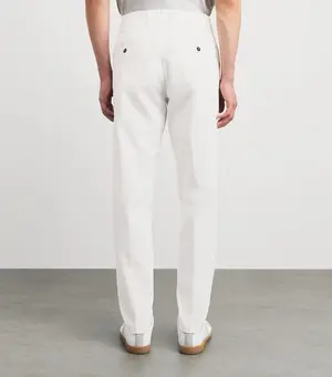 Eleventy Stretch Cotton Relaxed Trousers - White