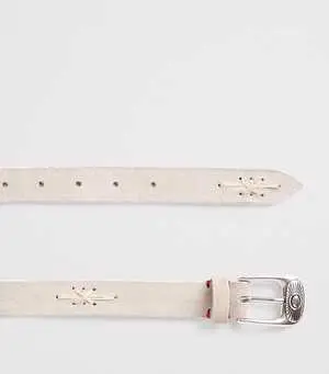 Eleventy Suede Western Belt With Silver-tone Buckle